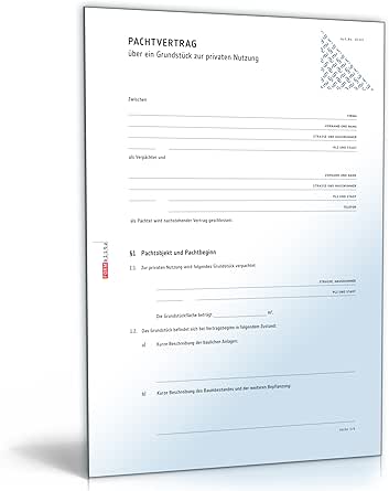 Pachtvertrag Grundstück (PDF) [Download]: Amazon.de: Software