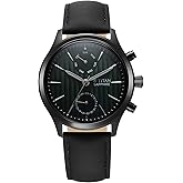 Titan Stellar Quartz Multifunction Black Dial Black Leather Strap Watch ...