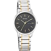 Buy Titan Quartz Analog with Day and Date Black Dial Metal Strap Watch ...
