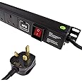 kenable Power Distribution Unit PDU 10 Way Surge Protected VERTICAL Rack Mount [10 Way Vertical ...
