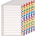 [5 Pack] File Dividers A4,12 Part Numbered 1-12,Subject Divider with Numbers Multipunched Colour ...