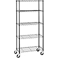Amazon Basics 5-Shelf Medium Storage Unit on 4-inch Casters with Height ...