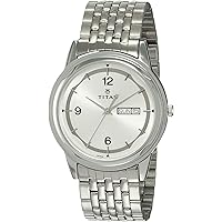 Titan Quartz Analog with Day and Date Silver Dial Stainless Steel Strap ...