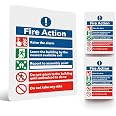 3Pcs Fire Action Notice Sign, 200 x 150mm Safety Signs with Clear Alarm ...