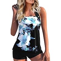 Tankini Damen Zweiteilig Badeanzug Push Up Bademoden Bauchweg Tankini Set Drucken Oberteile Und ...