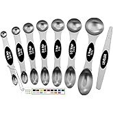 Spring Chef Magnetic Measuring Spoons Set, Dual Sided, Stainless Steel ...