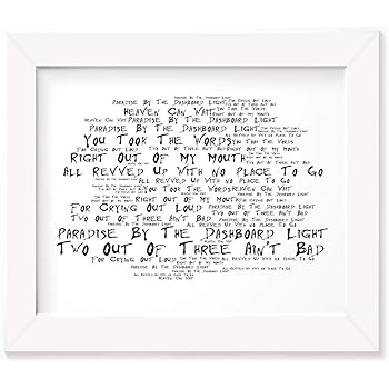 Meat Loaf Poster Print - Bat Out of Hell - Lyrics Gift Signed Art ...