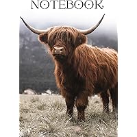 Cute Highland Cow - A5 Notebook New Lined Paperback Journal Notepad ...