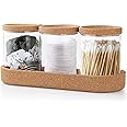 Anhow 3 Piece Cotton Dispenser, Cosmetic Storage Boxes with Cork Lid ...