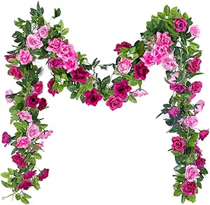 Veryhome 3Pcs Artificial Rose Vine Silk Flowers Fake Rose Vine Garland ...