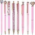 Sinmoe 8 Pcs Pink Ballpoint Pen Set Crystal Diamond Metal Pens Liquid ...