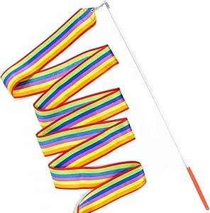 Iksha Gymnastics Rainbow Ribbon Dance Wand with Twirling Streamer Stick ...