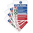 Ancable 4Pcs Fire Action Notice Vinyl Signs - Fire Evacuation Signs ...