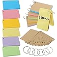 Flash Cards, 360 PCS Ruled Index Cards Revision Cards with Binder Ring ...