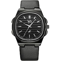 Buy Fastrack Vyb Quartz Analog Black Dial Black Genuine Leather Strap ...