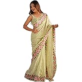 Buy AKHILAM Women's Black Georgette Embellished Saree With Unstitched Blouse Piece (AARYAN12701 ...