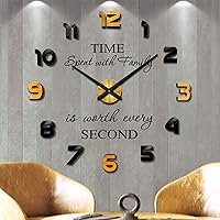 VANGOLD Modern Mute DIY Frameless Large Wall Clock 3D Mirror Sticker Metal Big Watches Home ...