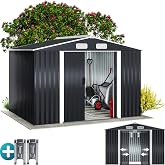 HOMASIS Gerätehaus Metall, Geräteschuppen mit Satteldach & Fundament ...