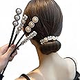 4 Pcs Flower Pearl Hair Bun Maker Twist Headband Donut Bun Maker Lazy ...