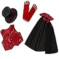 Proumhang 5 pcs Kids Magician Role Play Costume Set,Top Hat+Red Vest ...