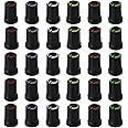 30 Pack Mixed Colour 6mm Splined Rotary Control Knobs Black Body Audio ...