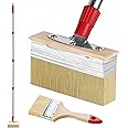 60" Long Handle 6" Decking Paint Brush Deck Stain Applicator with 3" Paint Brush for Woodstains ...