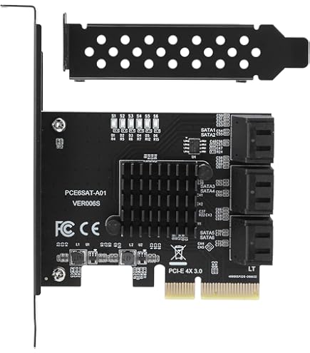 Sata Cable SATA Expansion Card 6Port, PCI-E X1 To SATA Hard Drive ...