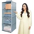 HOKIPO Fabric Hanging 4-Shelf Closet Cloth Organizer (Grey, 30 x 30 x ...
