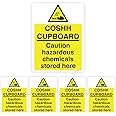 Pack of 5 COSHH Cupboard Stickers Self Adhesive (150 X 200 mm) Health ...