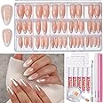 Teenitor Short French Tip Press on Nails - 15 Sizes, Short Almond Shape, Fake Gel Nails : Amazon ...