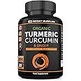 Organic Turmeric Capsules High Strength and Black Pepper with Active ...