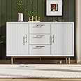 BTM Sideboard Cabinet for Living Room, White Chest of Drawers with 2 ...