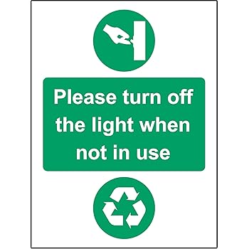 Please switch off light when leaving safety signs - Self adhesive ...