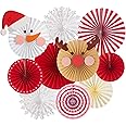 SUNBEAUTY 10PCS Reusable Christmas Paper Fans Decorations Classroom ...