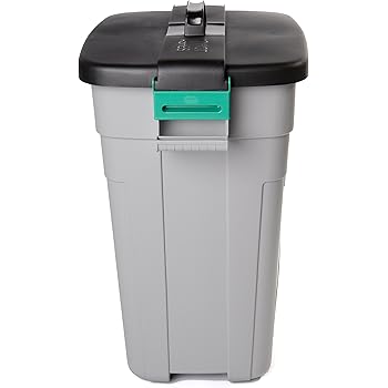 100 Litre 100L Extra Large Black Plastic Dustbin Garden Bin Clip On ...