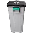Addis Outdoor Rectangular Dustbin with Lockable Lid, Grey / Black, 90 ...