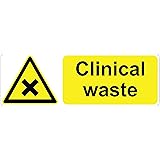 Warning Clinical waste safety sign - Self adhesive sticker 150mm x 50mm ...