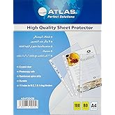 MARKQ A4 Transparent file, 100 Pcs Clear Plastic Folder Punched Pockets for Filing Paper ...