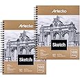 Artecho 9x12" Sketch Book, 100 Sheets (60 lb/90gsm), Spiral Bound, Art Supplies Sketch Pad ...