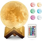 Moon Lamp, 16 Colors 3D Moon Light with Stand, Touch & Remote Control ...