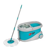 Pigeon Clean Easy Deluxe Spin Mop with Big Wheels and Stainless Steel ...