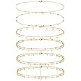 LOLIAS 6Pcs 14K Gold Plated Waist Chains Body Chains for Women Layered Bikini Belly Chains For ...