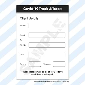Covid Track and Trace Forms Slips Pads of 50 Sheets A6 (1 Pad of 50 ...