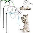 Amaxiu Cat Ribbon Toys Wand, 3pcs Interactive Cat Rainbow Wand String ...