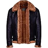 Infinity Men's Brown B3 Shearling Sheepskin WW 2 Bomber Leather Flying Aviator Jacket : Amazon ...