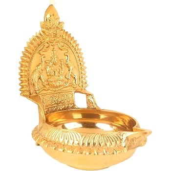 Buy Devi Swastik Kubera Brass Vilakku Deepam - Set of 2 Online at Low ...