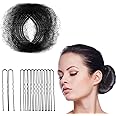 Hair Nets Invisible Elastic Edge Mesh and U Shaped Pins Set, 50 Pieces ...