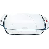 Pyrex Optimum Glass Rectangular Roaster High Resistance Easy Grip 35x23 ...