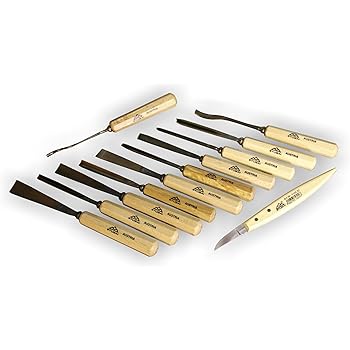 Schnitzwerkzeug-Satz 12-teilig Schnitzsatz Schnitzmesser Messer Holz ...