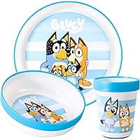 Bluey 3pcs Bicolor Premium Kids Dinner Tableware Set Plate, Bowl ...